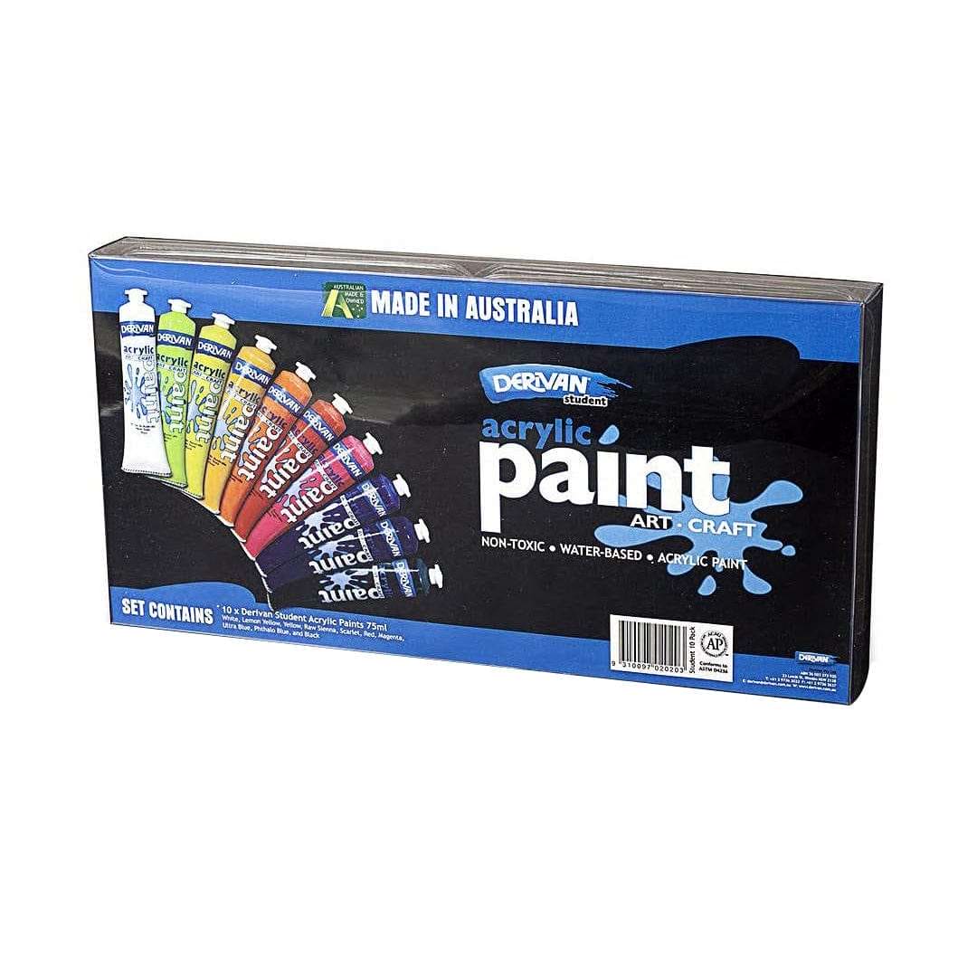 Derivan Student Acrylic 75ml Set of 10 – ArtSmart Art Store & Picture ...