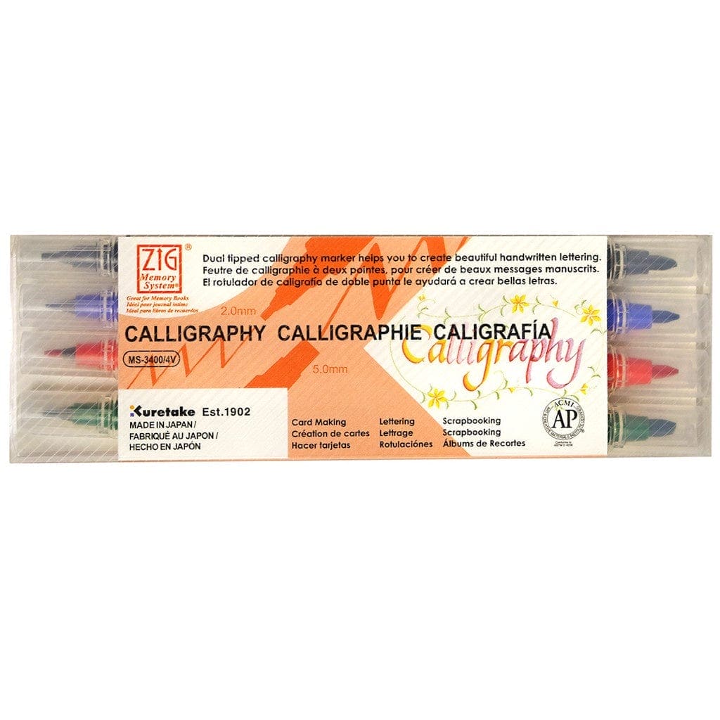 Zig Dual Tip Calligraphy Marker 2mm Set of 4 – ArtSmart Art Store ...